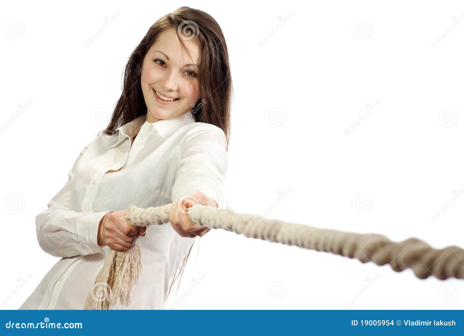 Beautiful Girl Drag the Rope Stock Photo - Image of rope, female: 19005954