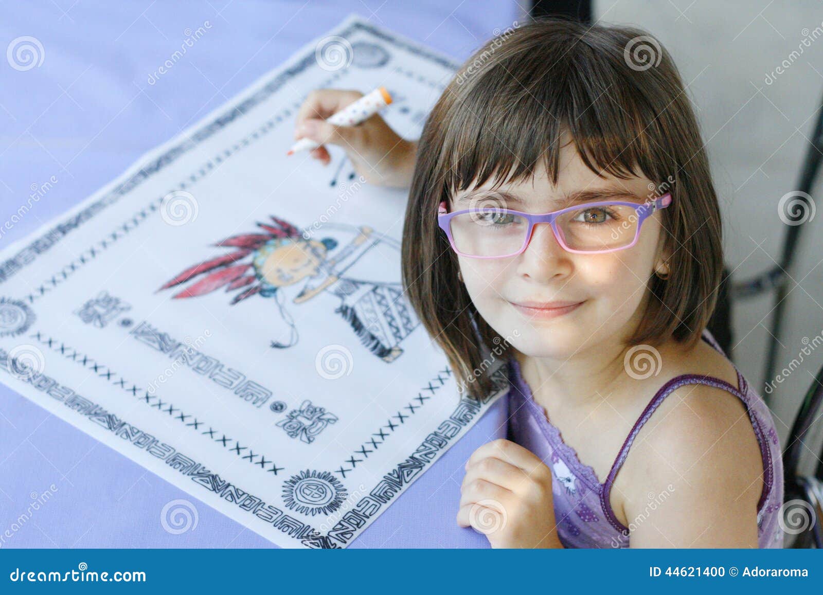Beautiful Girl Drawing Looking at the Camera Stock Photo - Image of ...