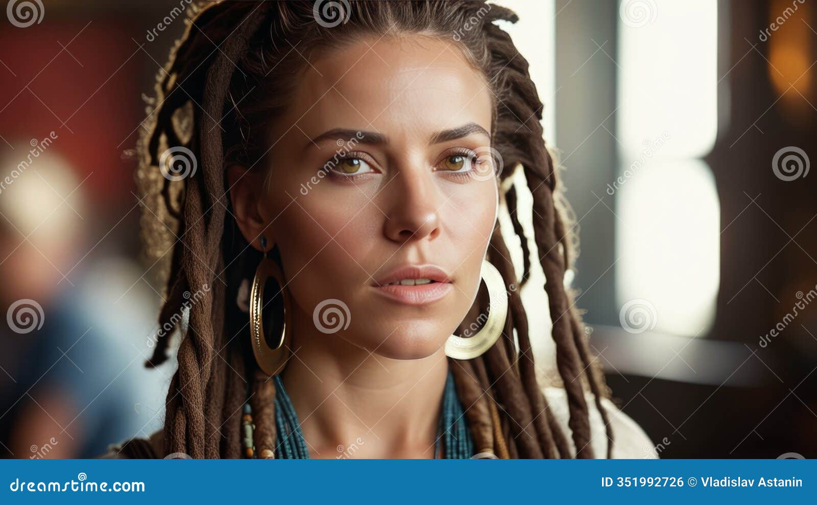 Beautiful Girl with Dreadlocks Looking at Camera Stock Photo - Image of ...