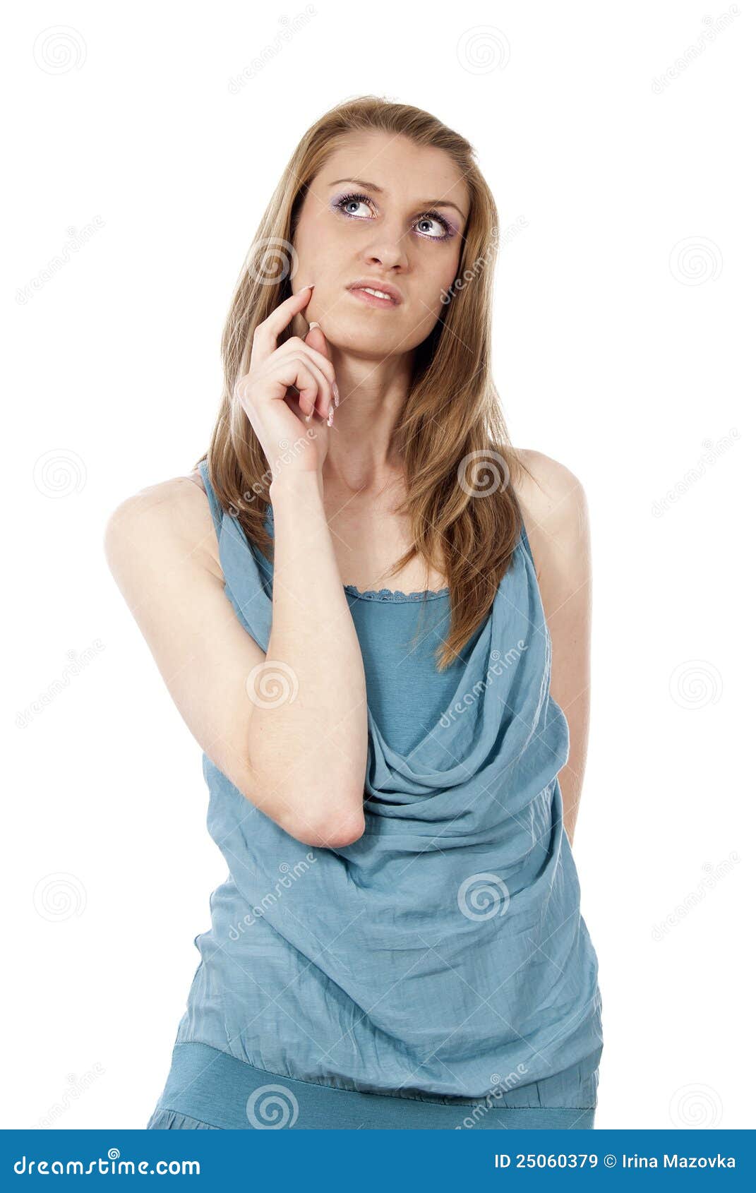 Beautiful Girl is Dreaming and Looking Up Stock Image - Image of pretty ...