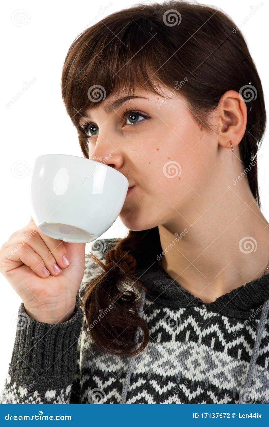 Beautiful Girl Drinking Tea Stock Photo - Image of lunch, holding: 17137672