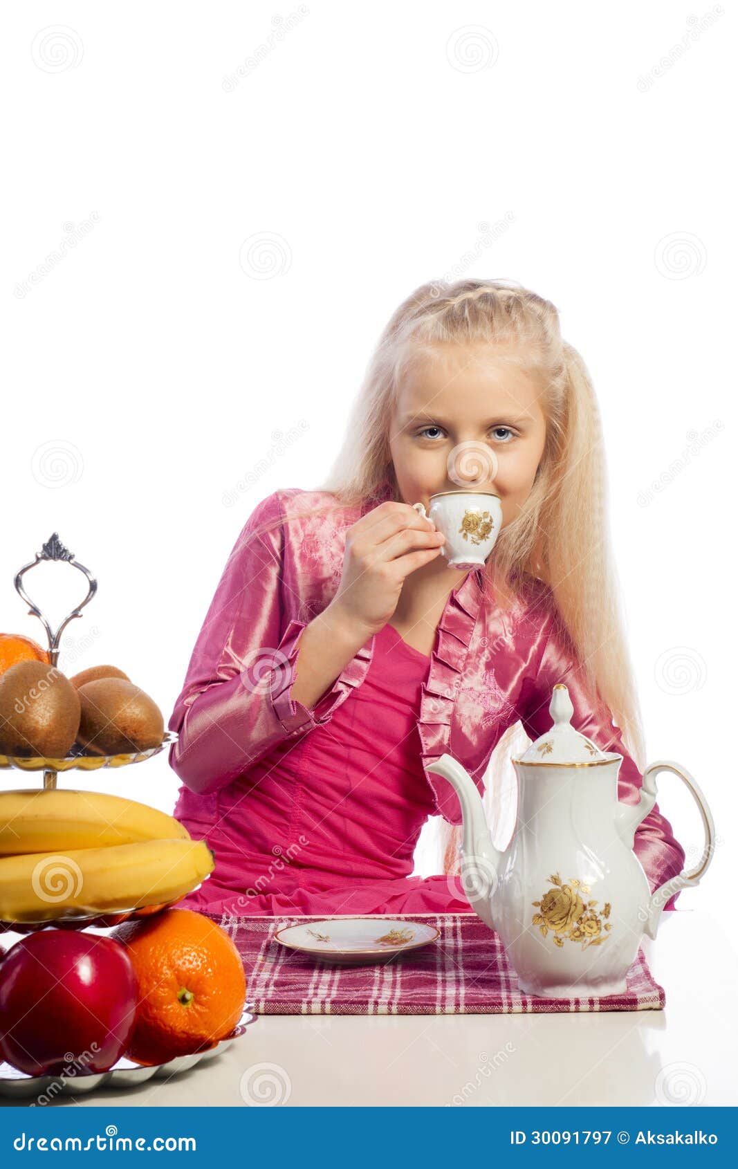 Beautiful Girl Drinking Tea. Stock Image - Image of drink, person: 30091797