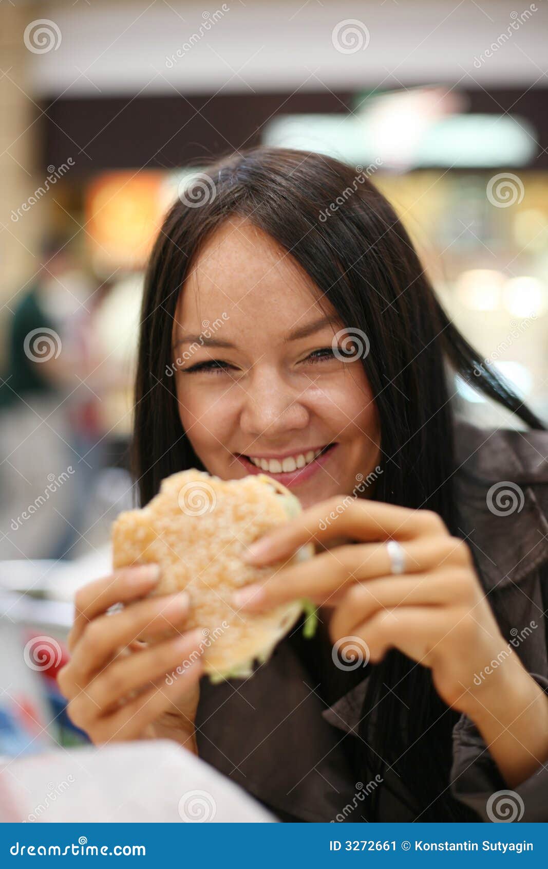 Beautiful Girl Eating Burger Stock Image Image Of Breakfast Burger