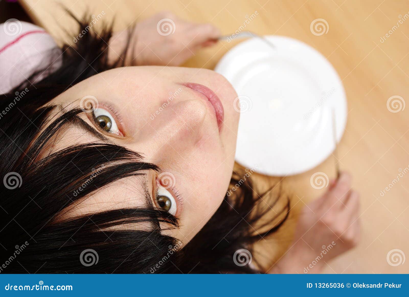 Beautiful Girl with by Empty Plate at the Table Stock Photo - Image of ...