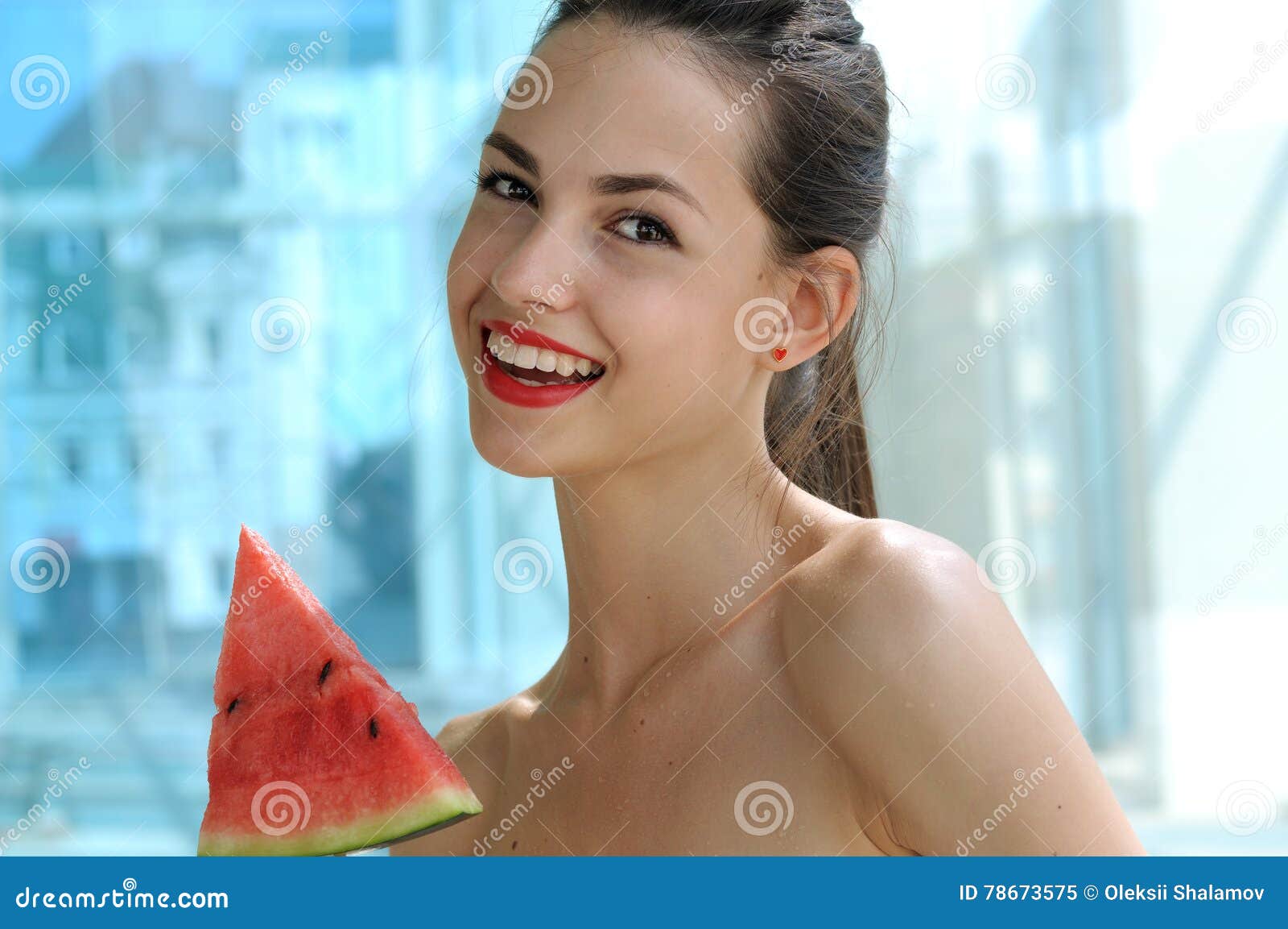 Beautiful Girl Enjoying Life with Watermelon Stock Image - Image of ...
