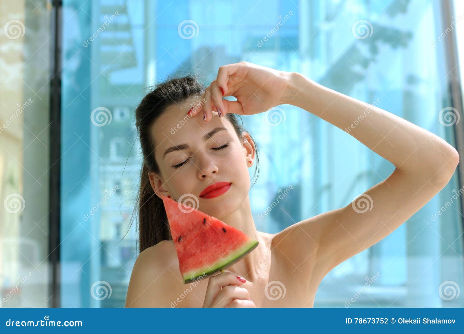 Beautiful Girl Enjoying Life with Watermelon Stock Photo - Image of ...