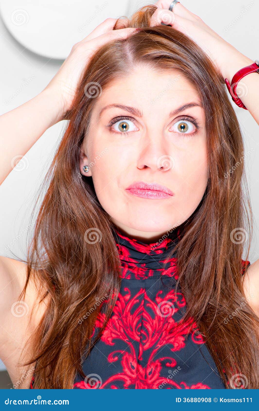 Beautiful Girl Expresses Emotions, Studio Shot Stock Photo - Image of ...