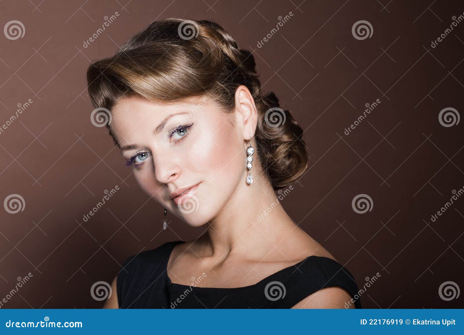 Beautiful Girl With An Exquisite Hairdo Stock Image Image Of Closeup Dark 22176919