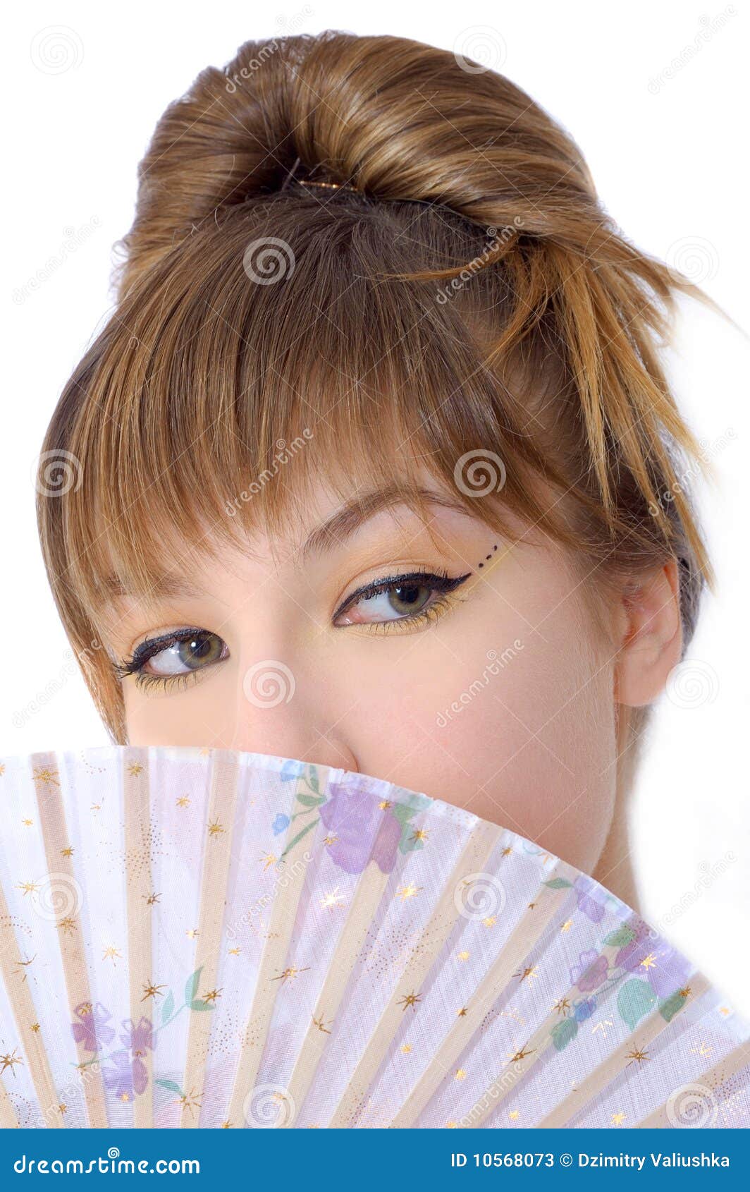 Beautiful girl with fan stock image. Image of theatrical - 10568073