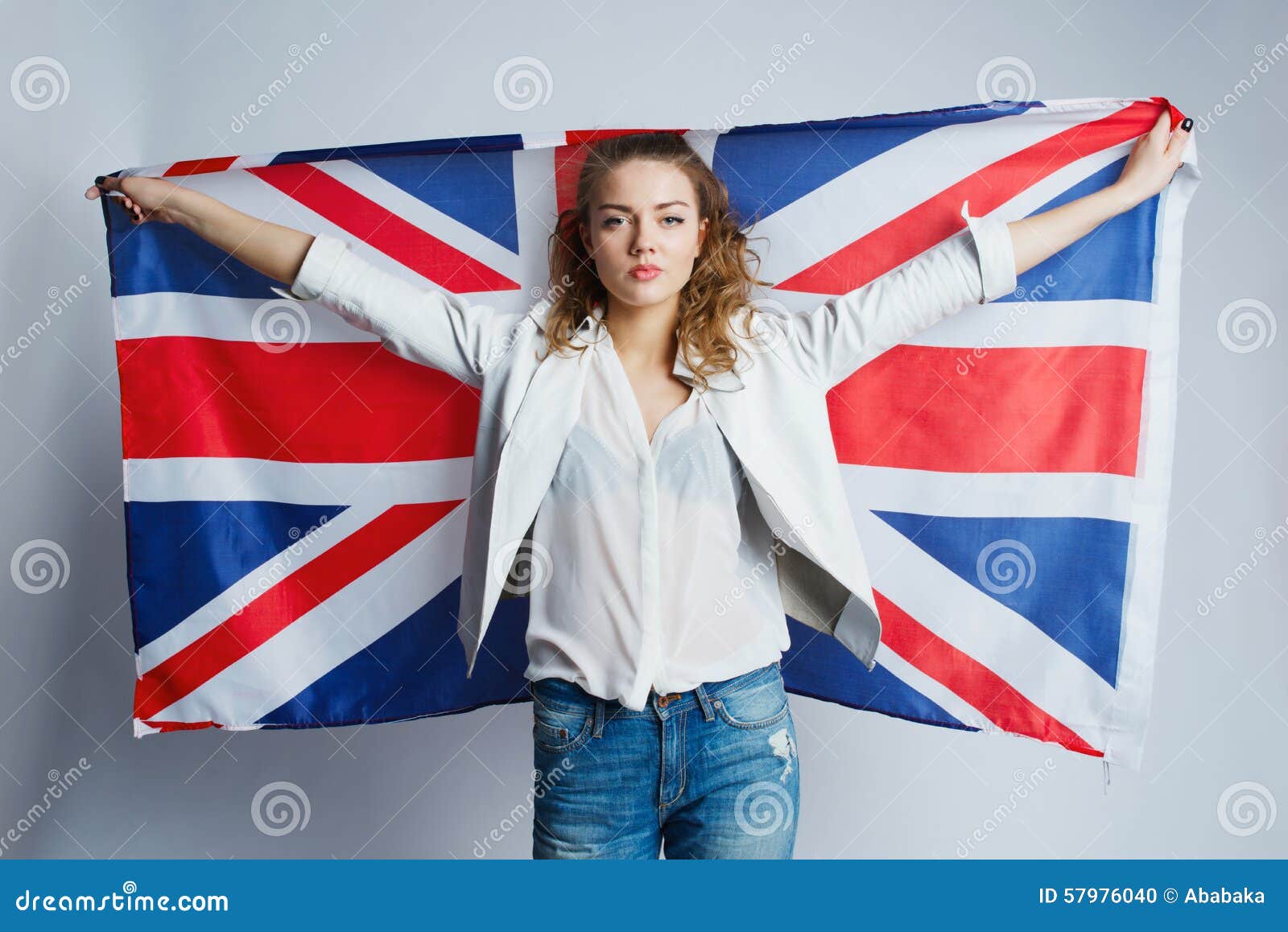 Beautiful Girl with Flag of Britain Stock Photo - Image of england ...