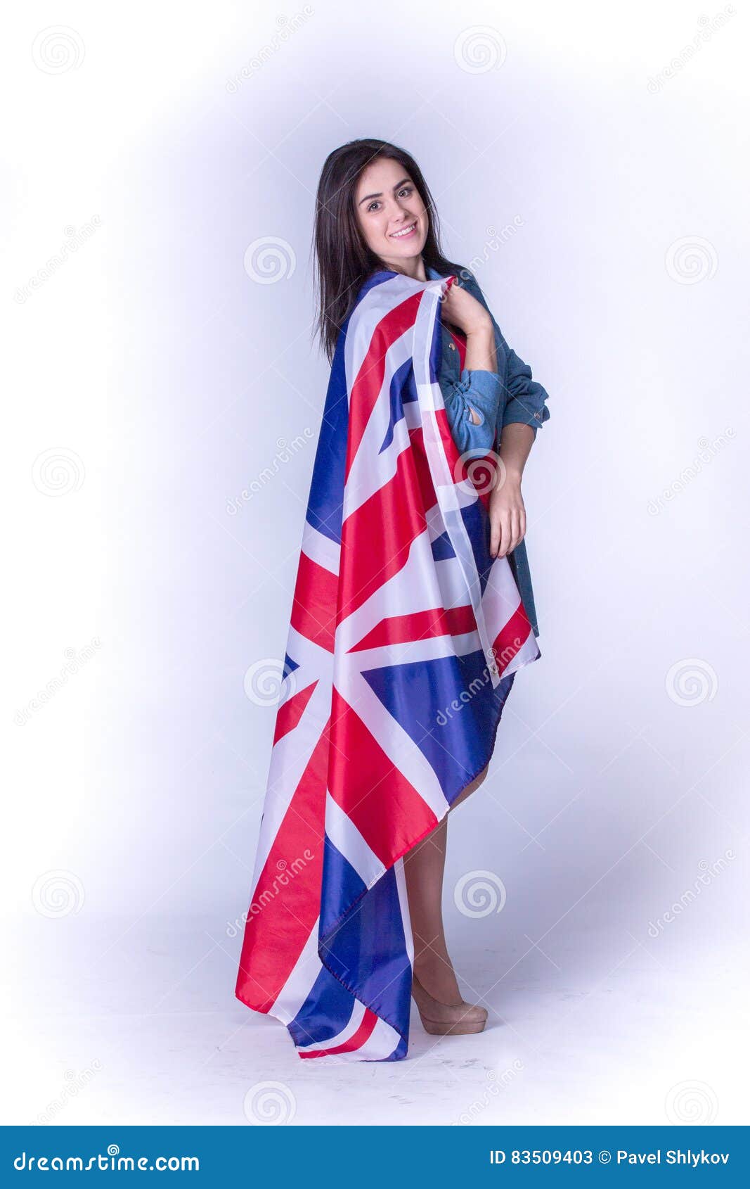 Beautiful Girl with the Flag of Britain Stock Image - Image of color ...