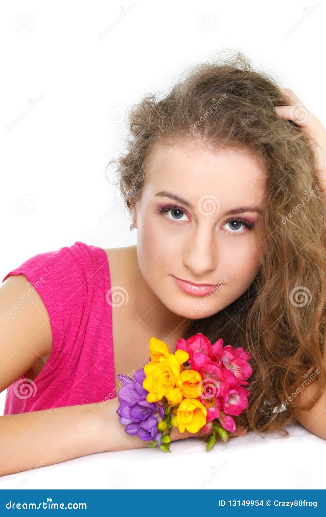 Beautiful Girl with Flowers Stock Photo - Image of attractive, nice ...