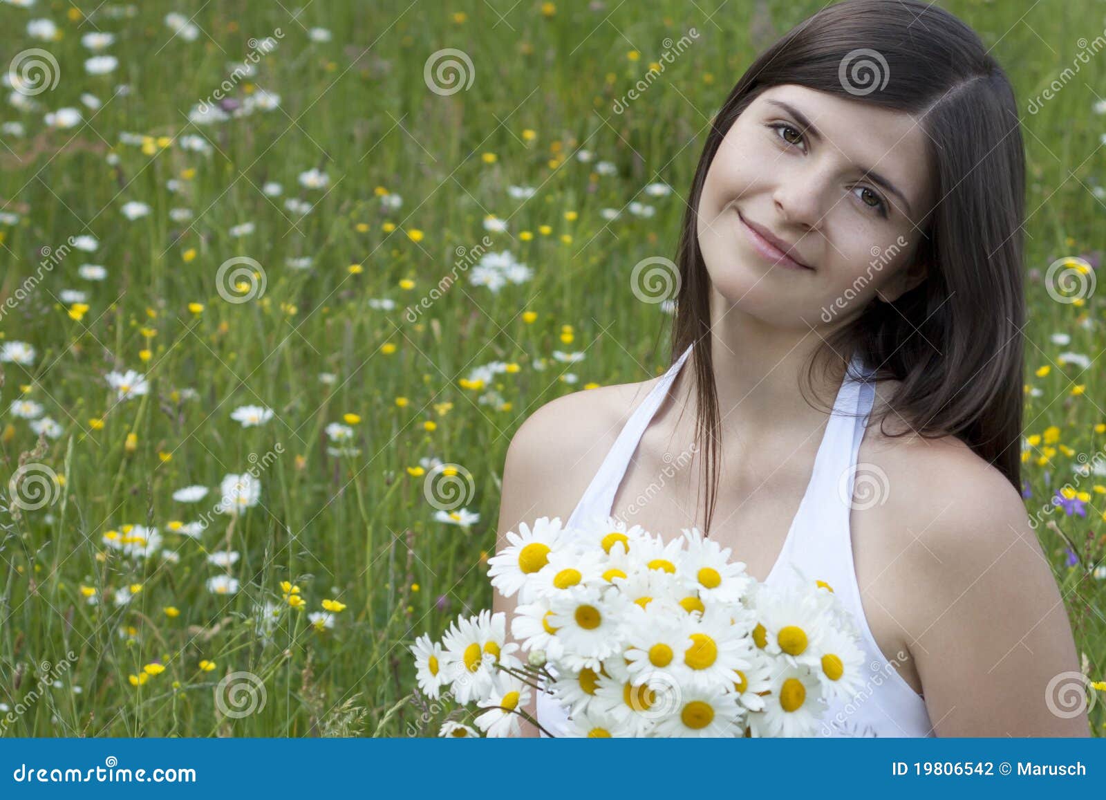 Beautiful Girl with Flowers Stock Photo - Image of romantic, nature ...