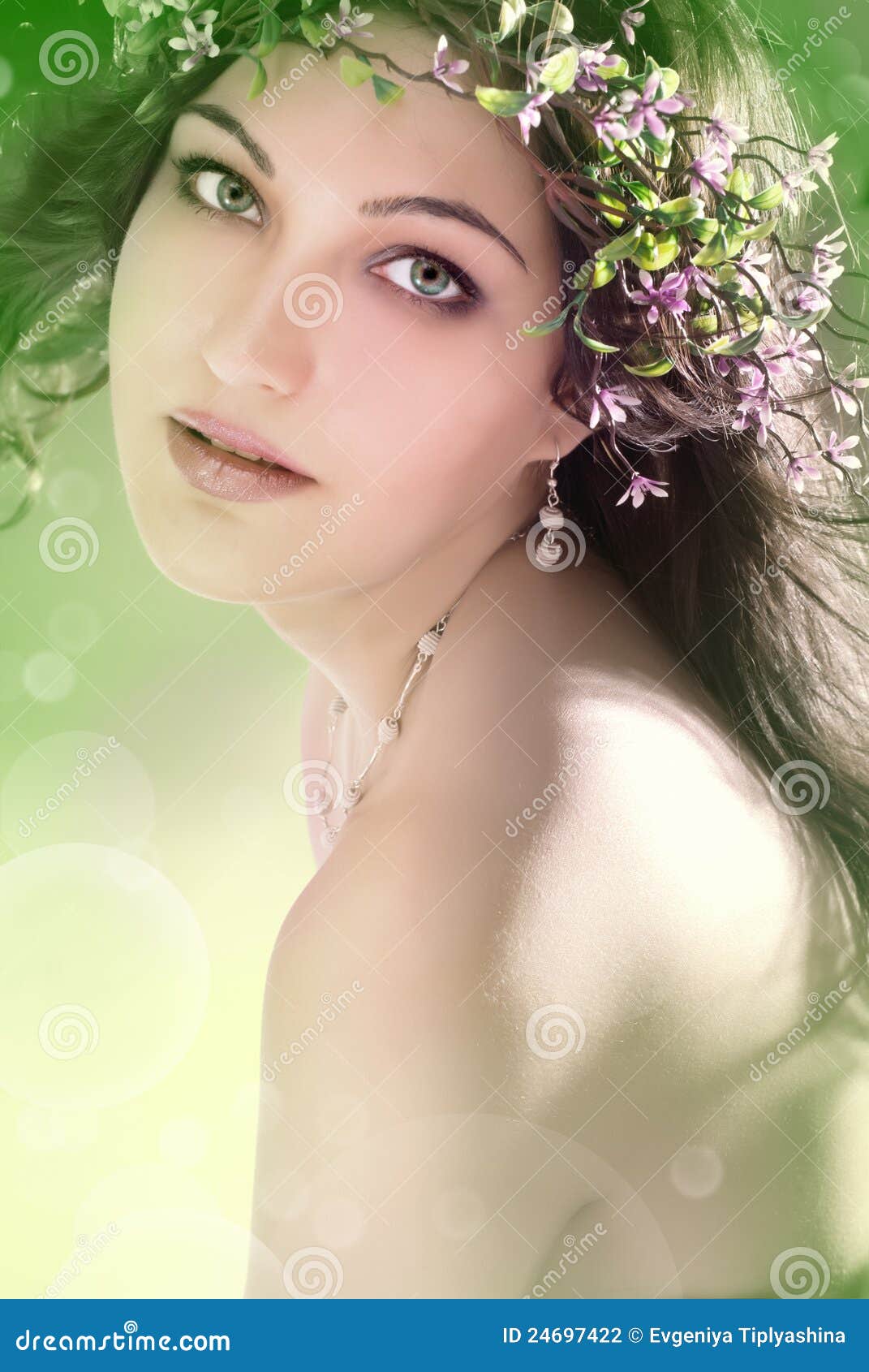 Beautiful Girl with Flowers Stock Photo - Image of model, face: 24697422