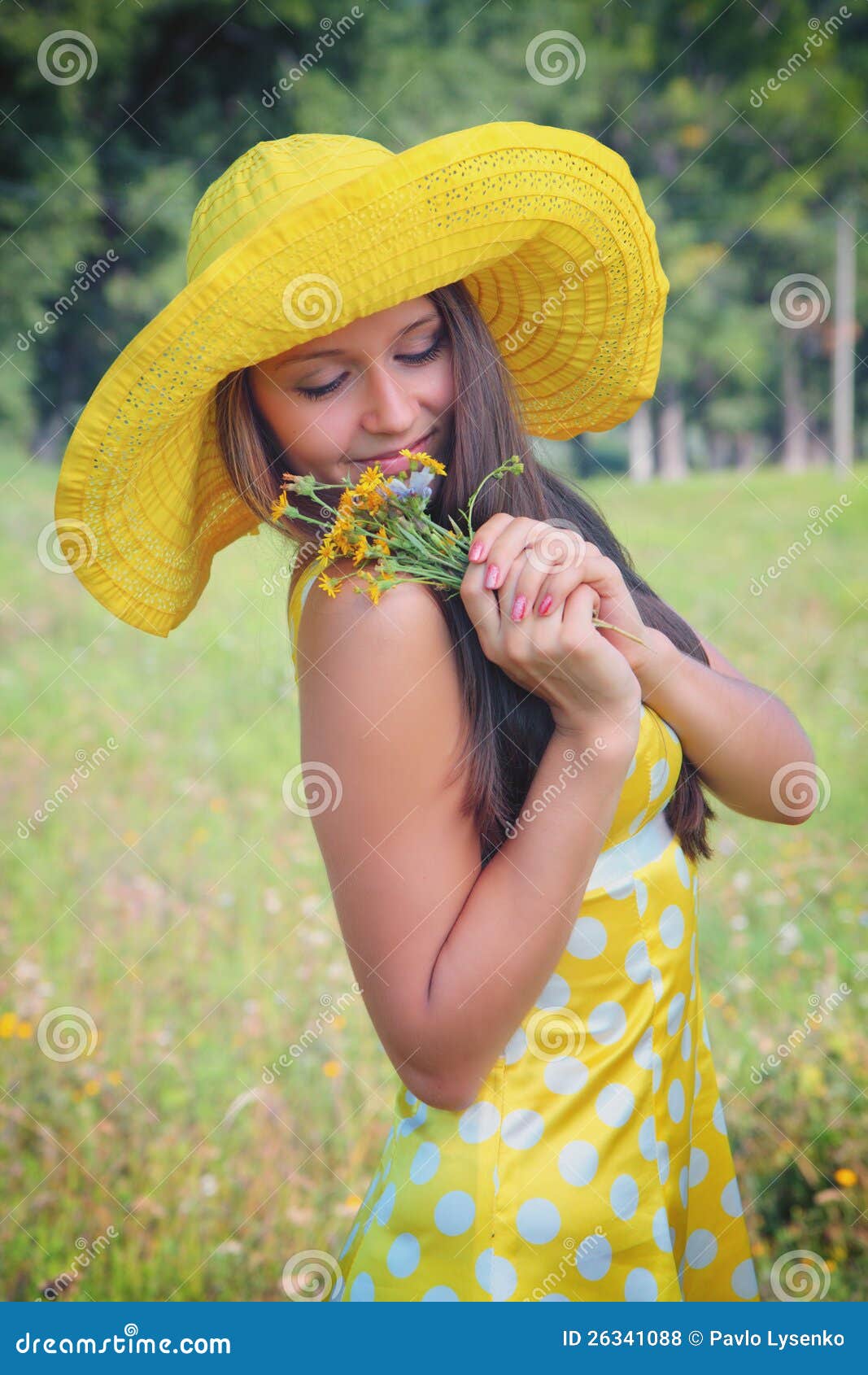 Beautiful Girl with Flowers Stock Photo - Image of casual, lifestyles ...
