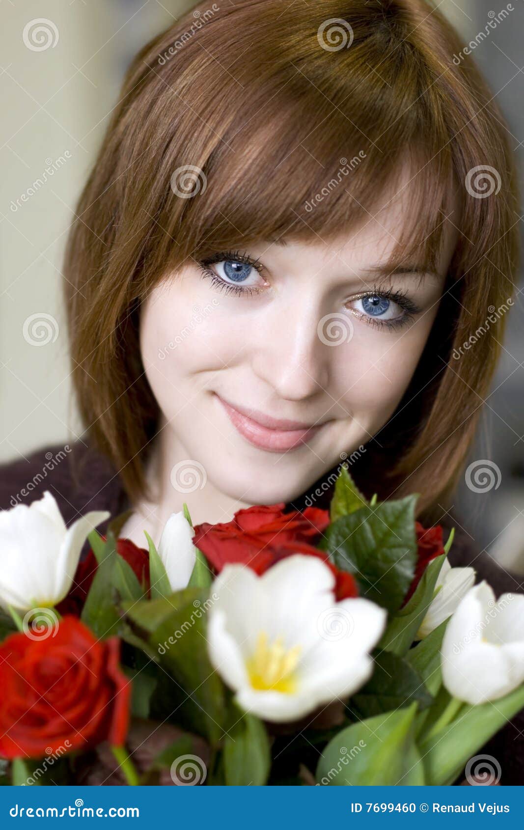 Beautiful Girl with Flowers Stock Photo - Image of beauty, white: 7699460