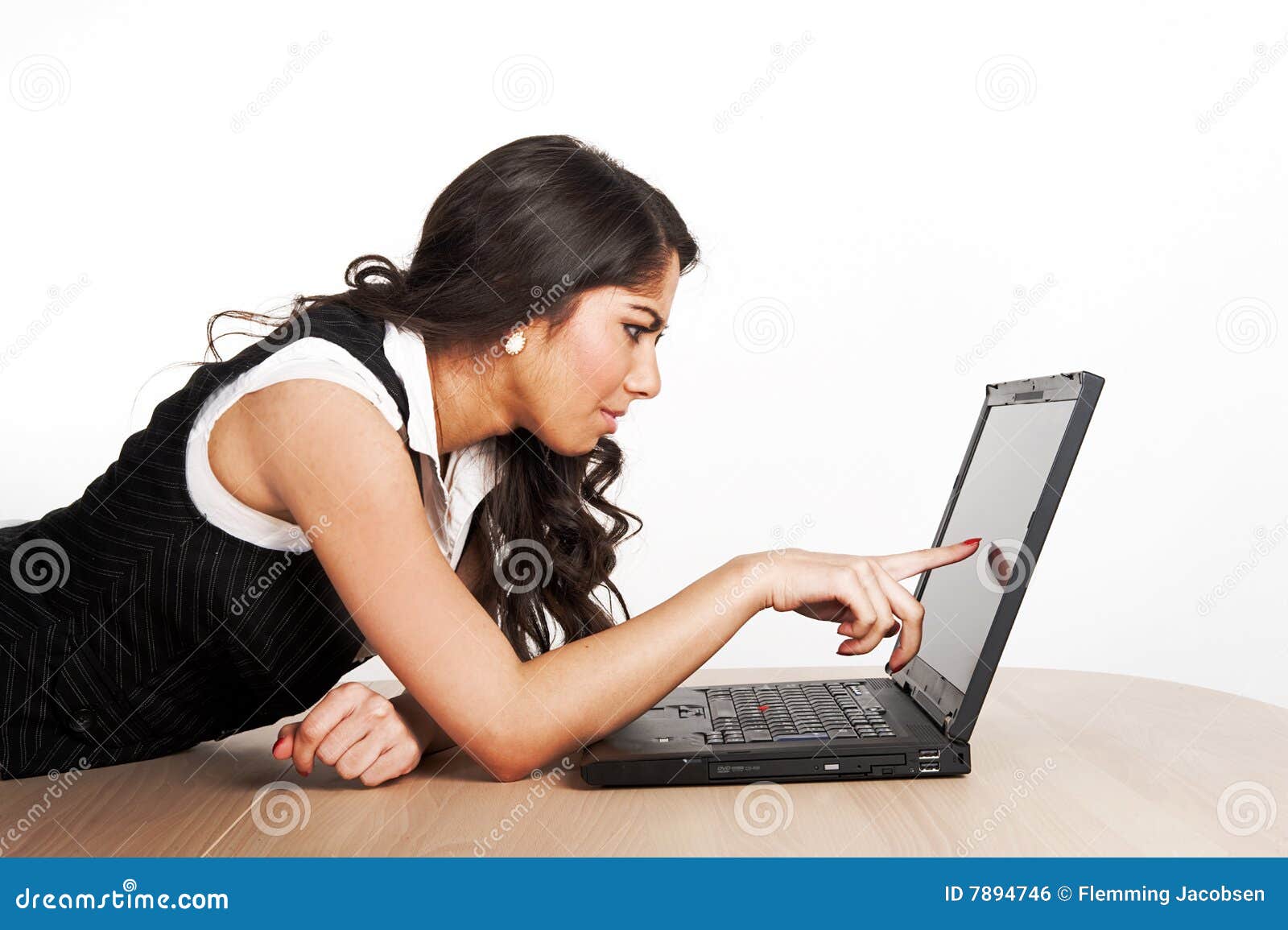 Beautiful Girl Focused on Her Labtop Computer Stock Photo - Image of ...