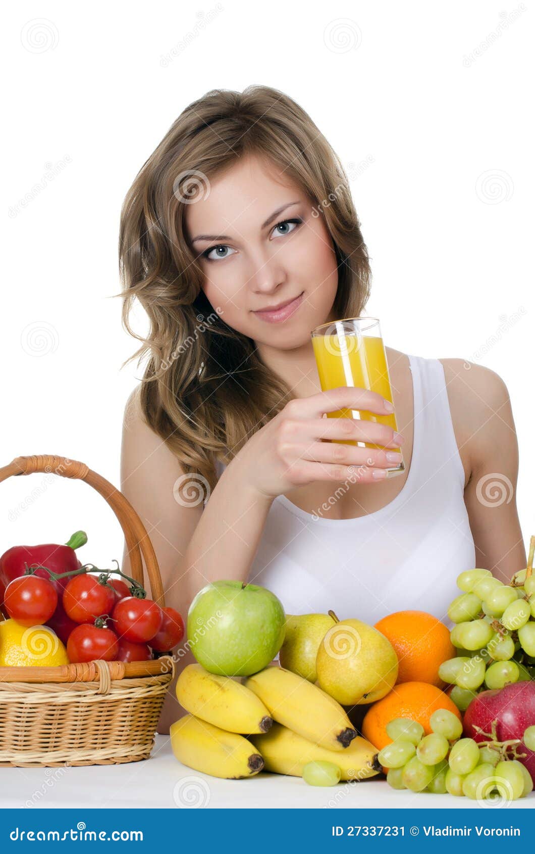 Beautiful Girl with Fruit and Vegetables Stock Image - Image of ...