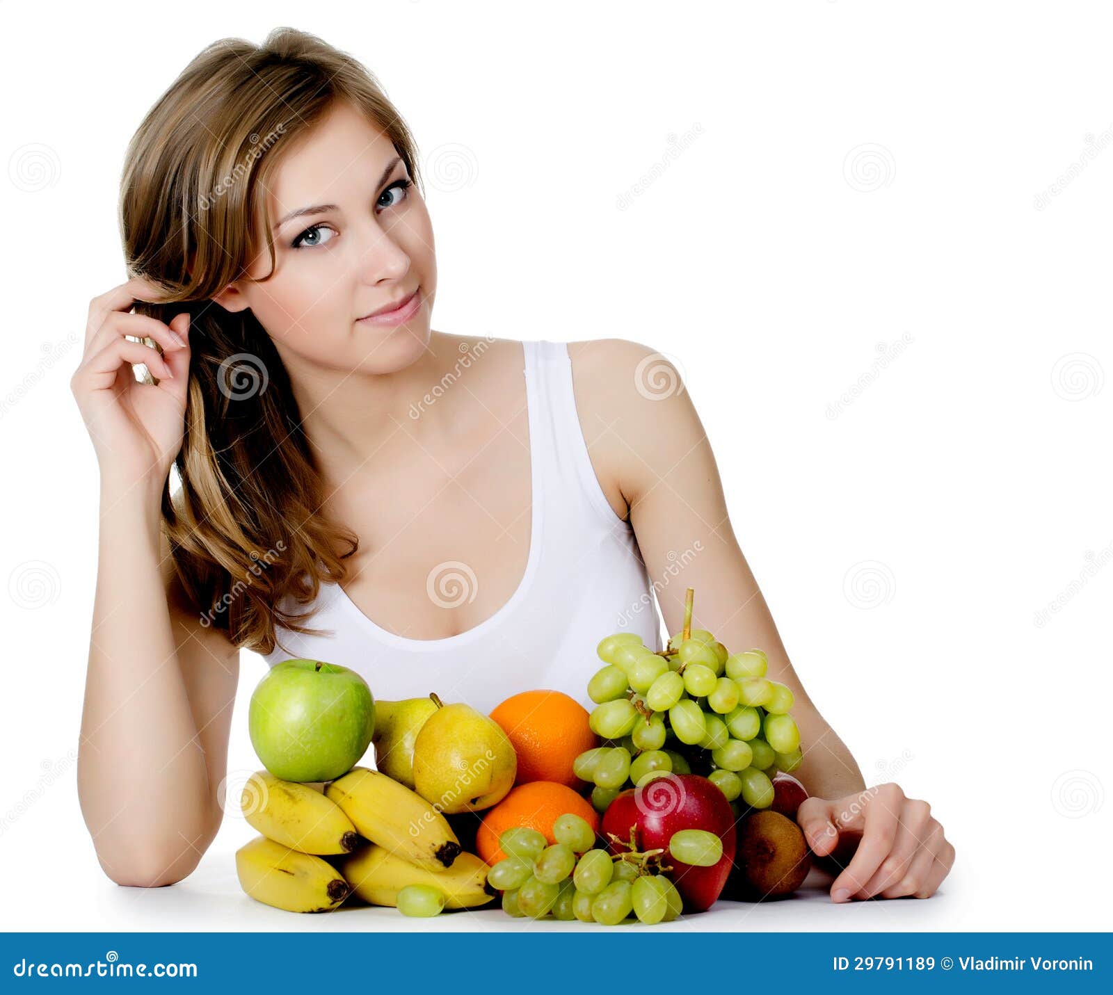 Beautiful Girl with Fruit and Vegetables Stock Image - Image of cooking ...