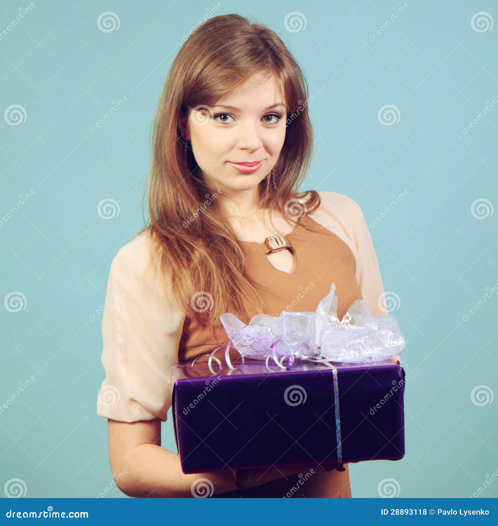 Beautiful Girl with a Gift. Stock Photo - Image of shopping, caucasian ...