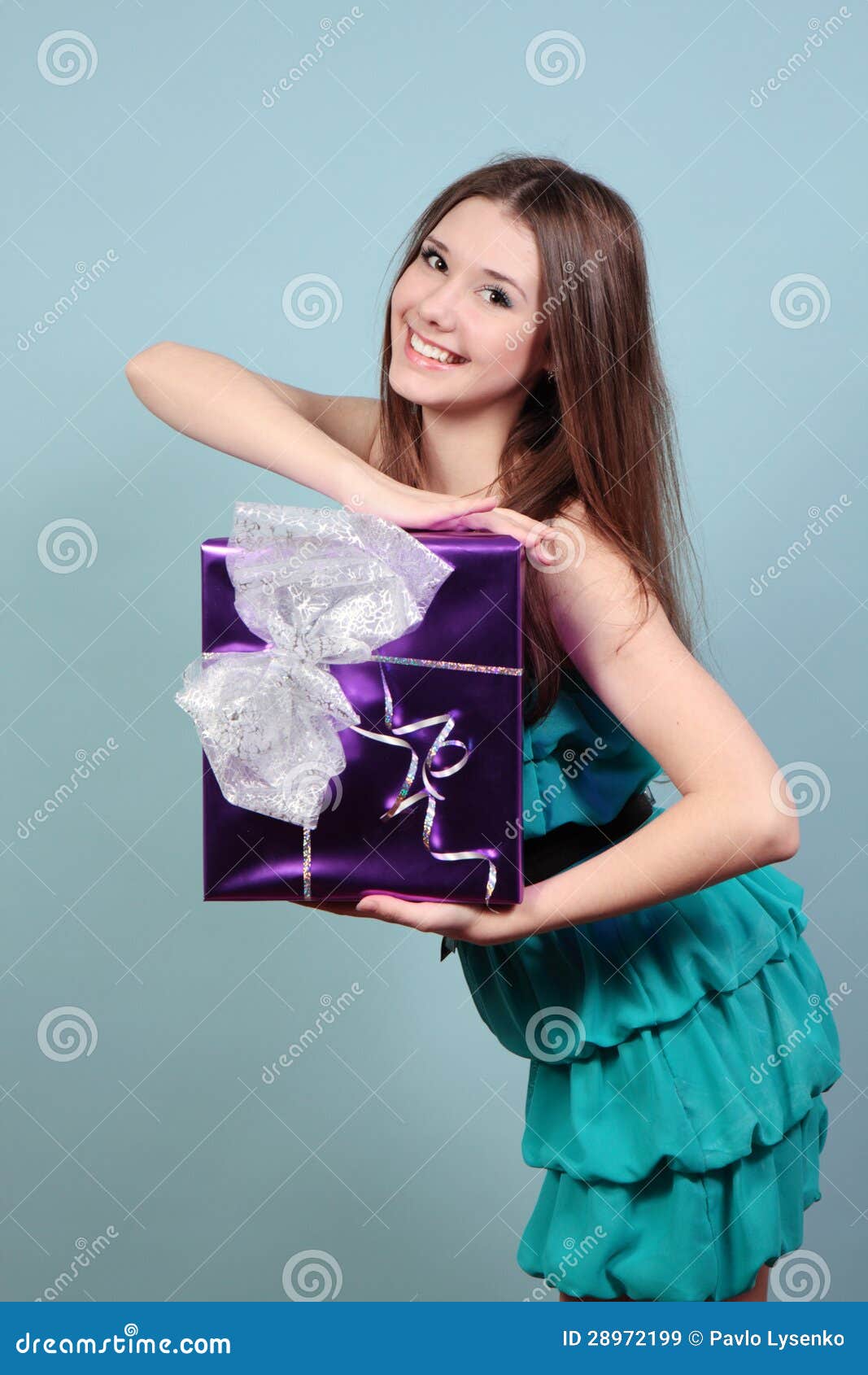 Beautiful Girl with a Gift. Stock Image - Image of beauty, laughing ...