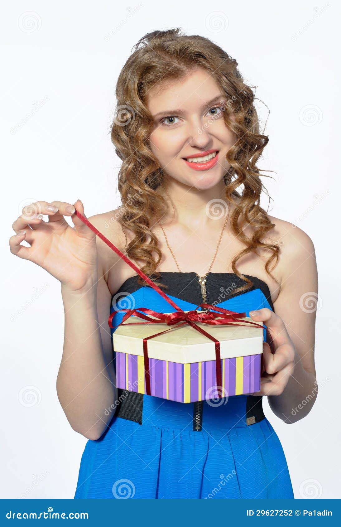 Beautiful girl with gift stock photo. Image of smile - 29627252