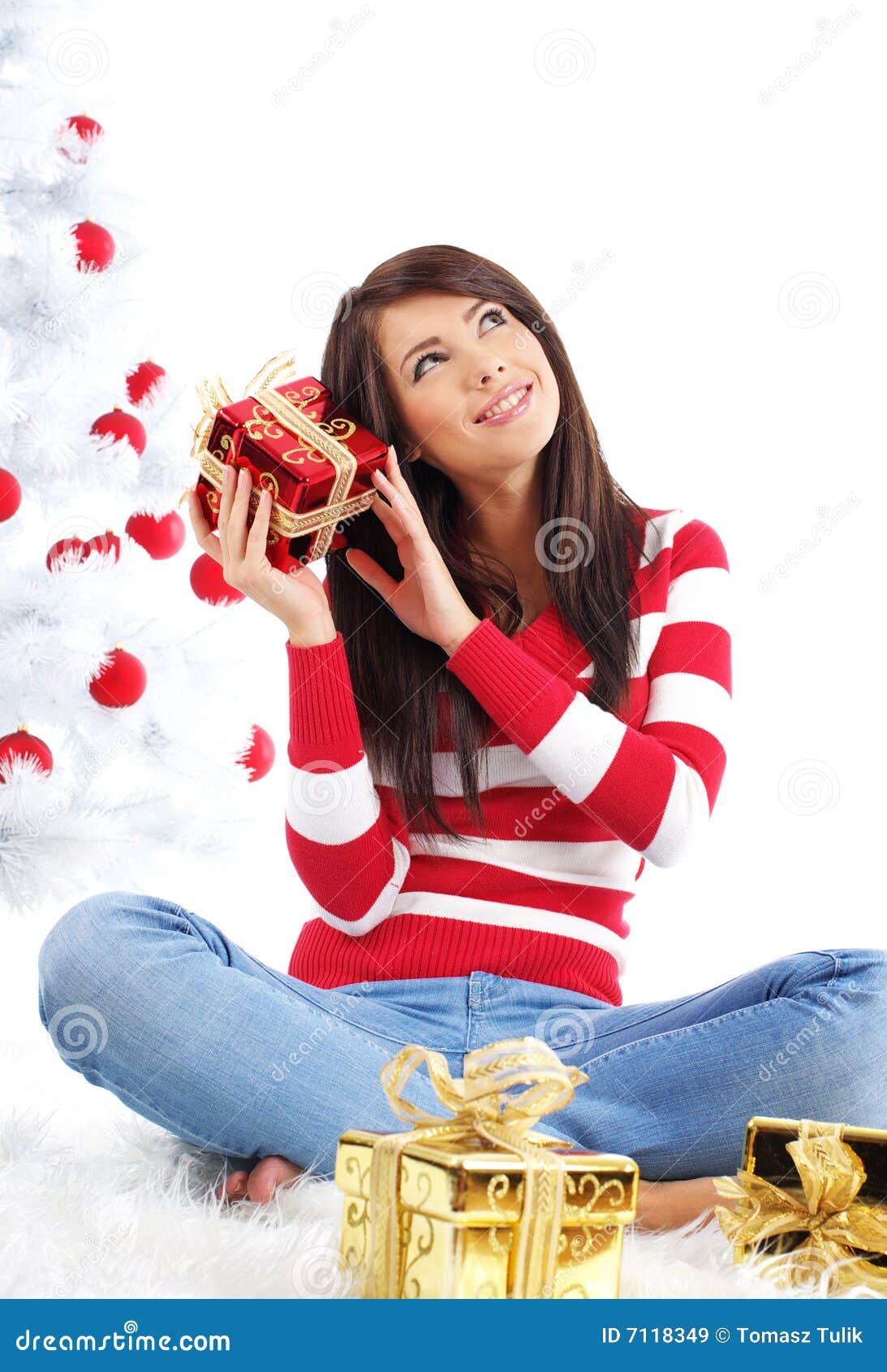 Beautiful Girl with Gift Box Stock Image - Image of multicolor ...