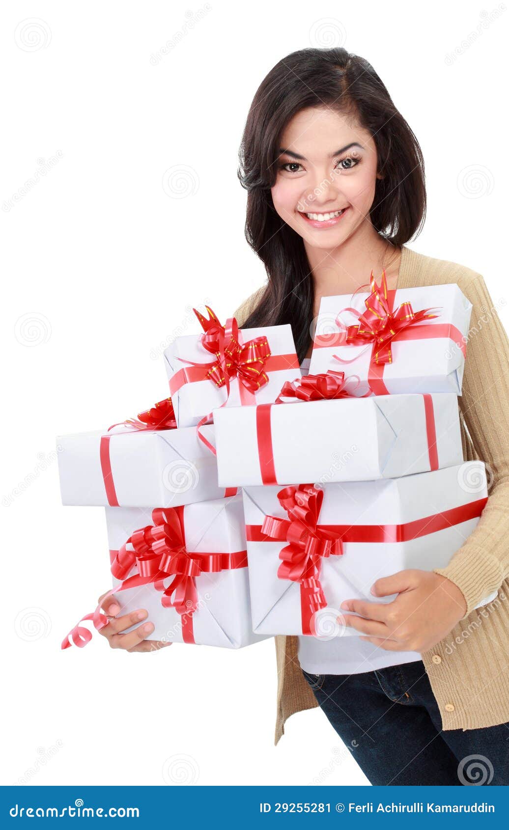 Beautiful Girl with a Gift Boxes Stock Image - Image of asian, girl ...