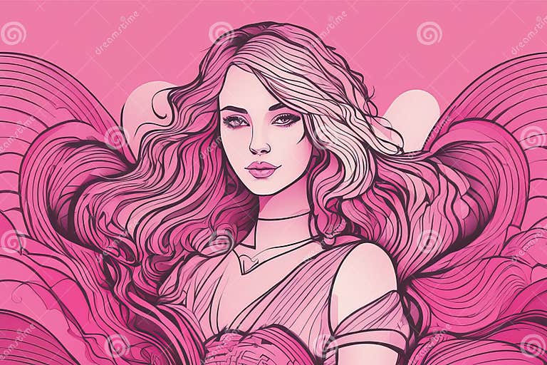 Beautiful Girl Girl With A Wings Vector Illustration Beautiful Girl