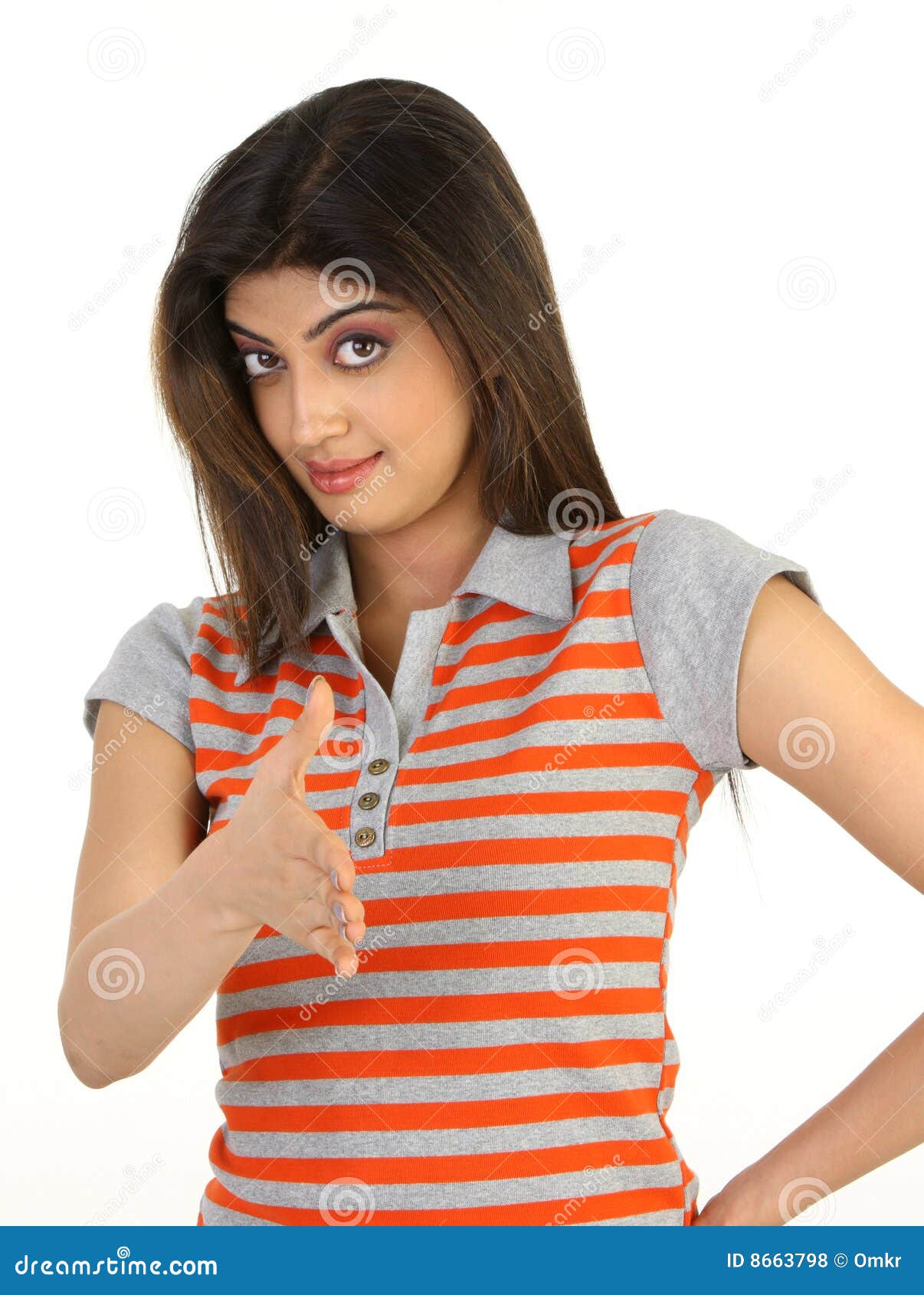 Beautiful Girl Giving Shake Hand Stock Photo - Image of grasp, female ...