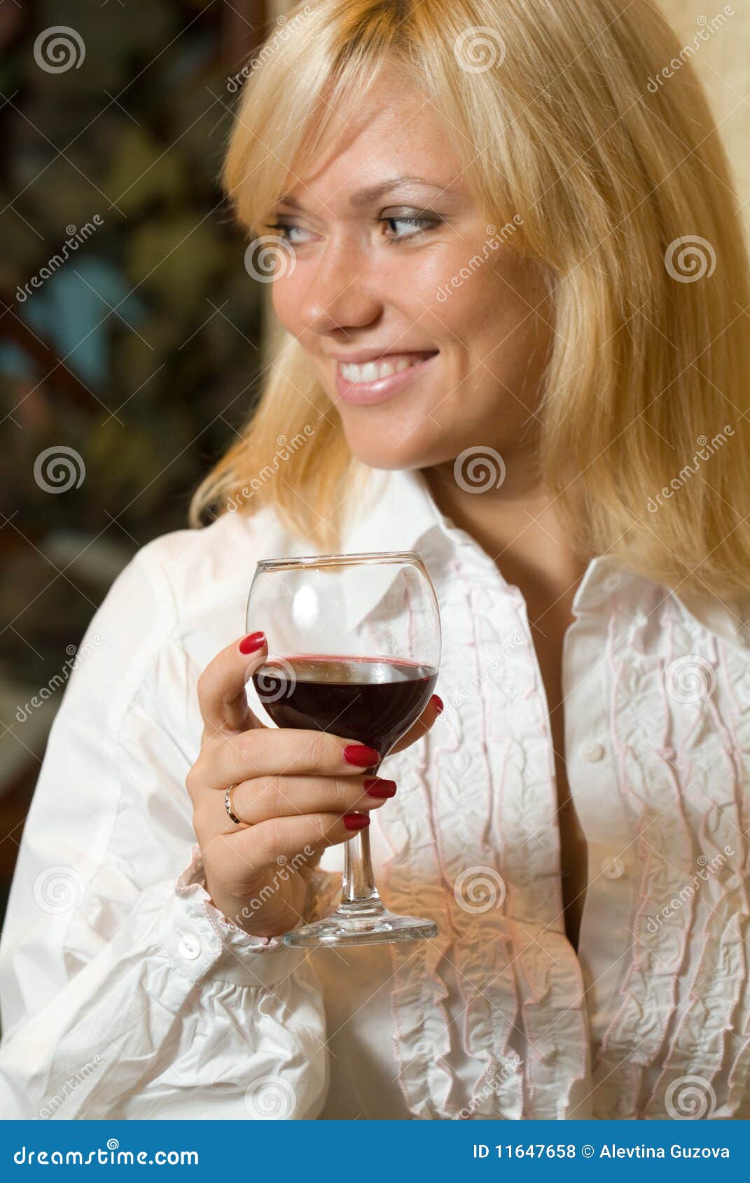 Beautiful Girl with a Glass of Wine Stock Photo - Image of haired ...