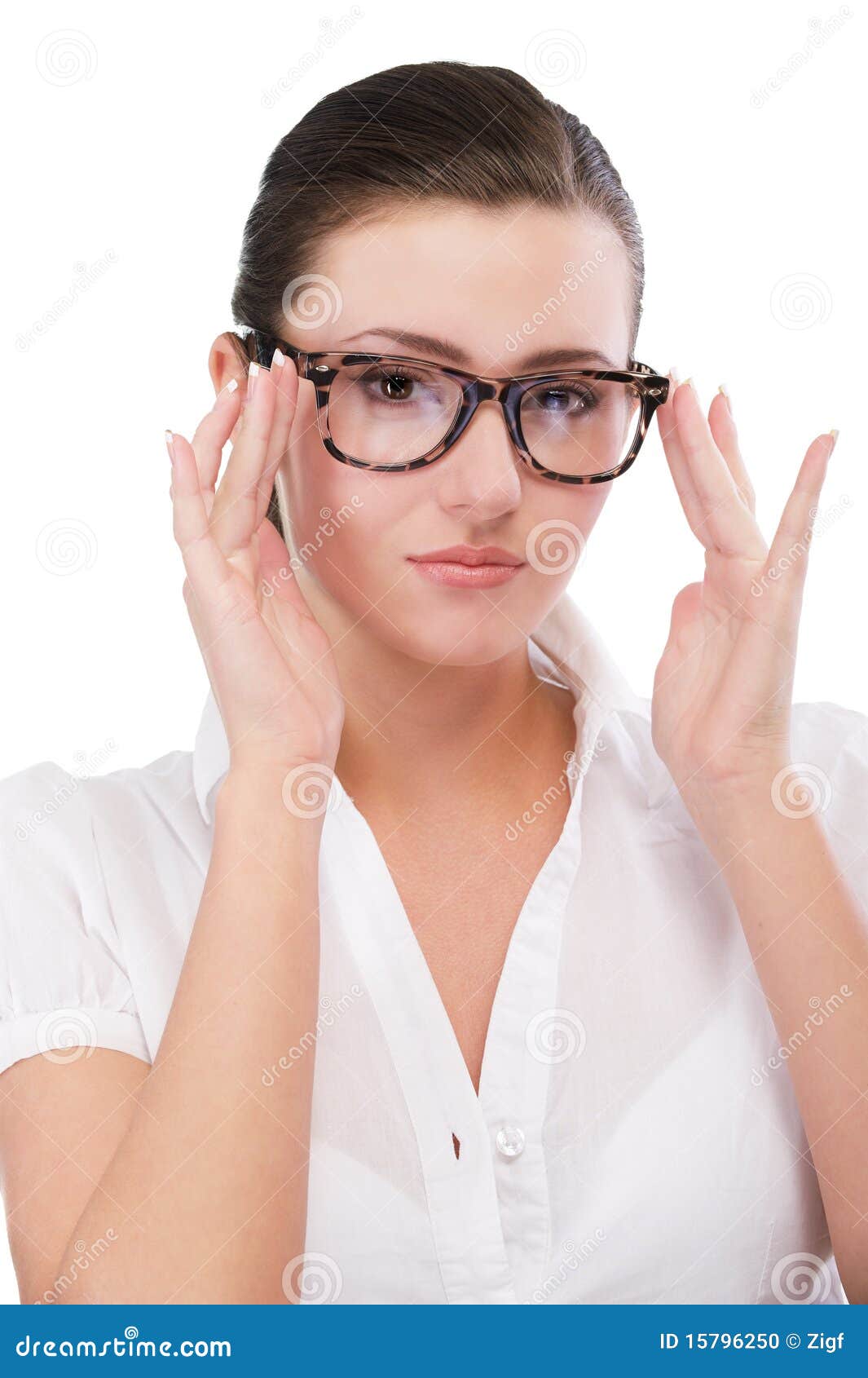 Beautiful girl in glasses stock photo. Image of hair - 15796250