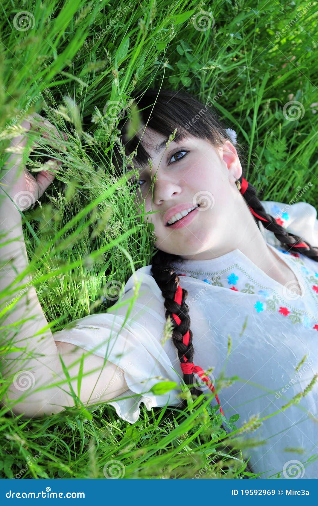 Beautiful girl in grass stock image. Image of head, meadow - 19592969