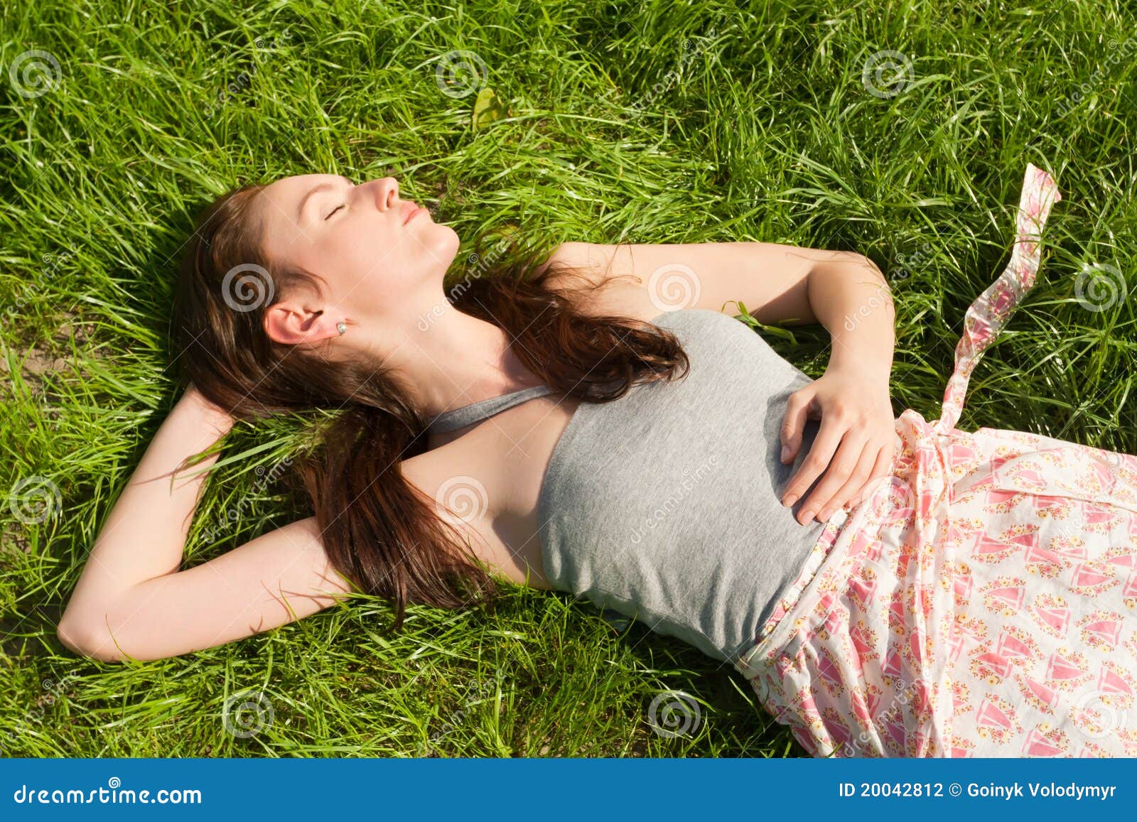 Beautiful girl on grass stock photo. Image of model, adult - 20042812