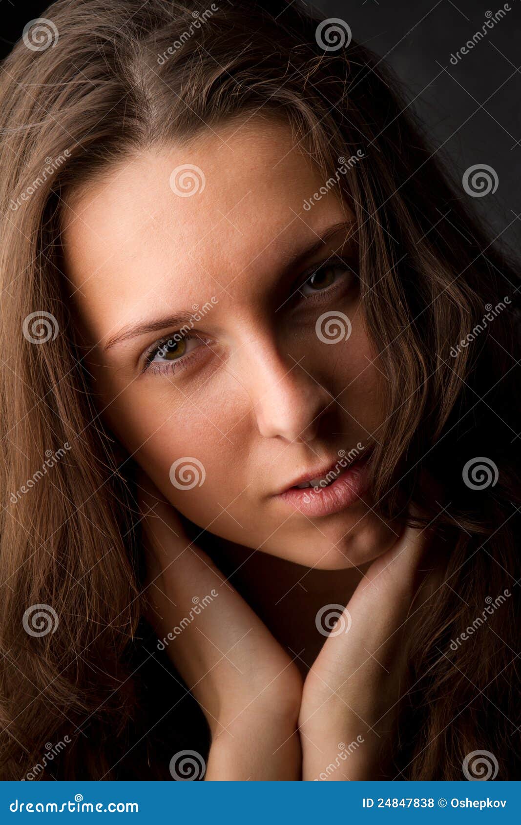 Beautiful Girl Gray Background. Stock Photo - Image of posing, female ...