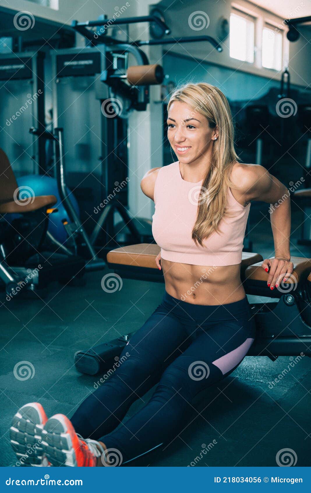 Beautiful girl in gym stock photo. Image of girl, person - 218034056