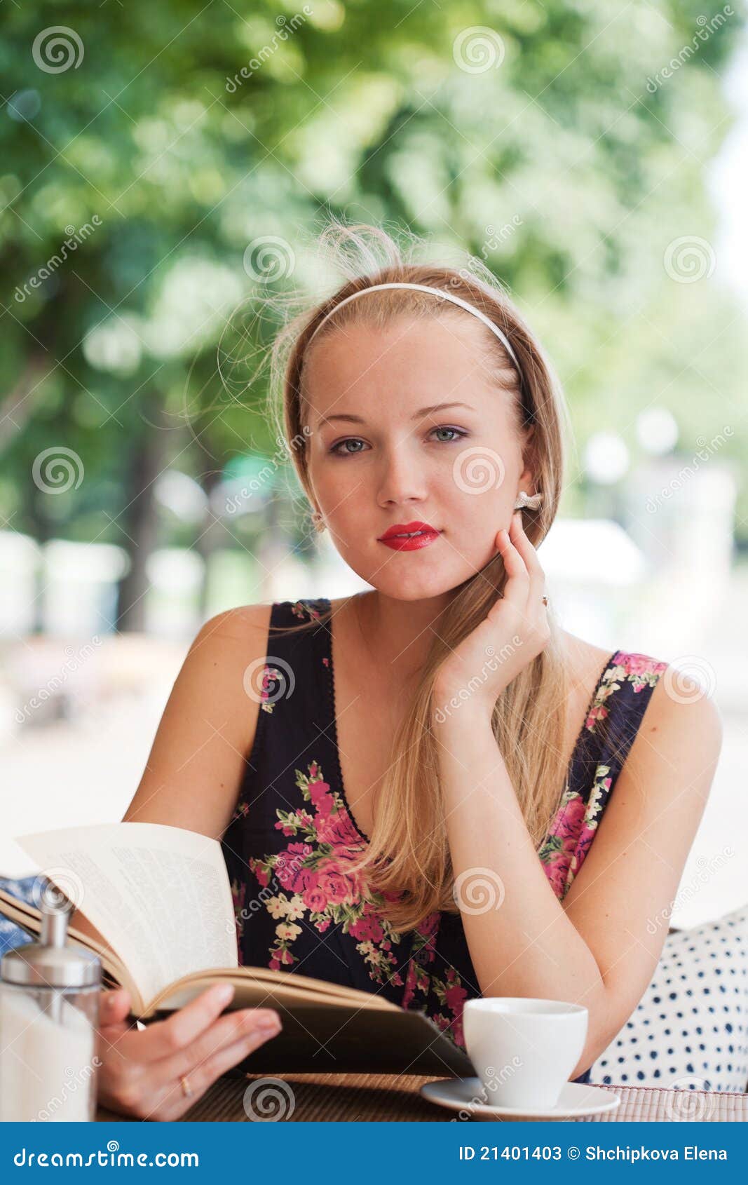 Beautiful girl has a rest stock image. Image of book - 21401403