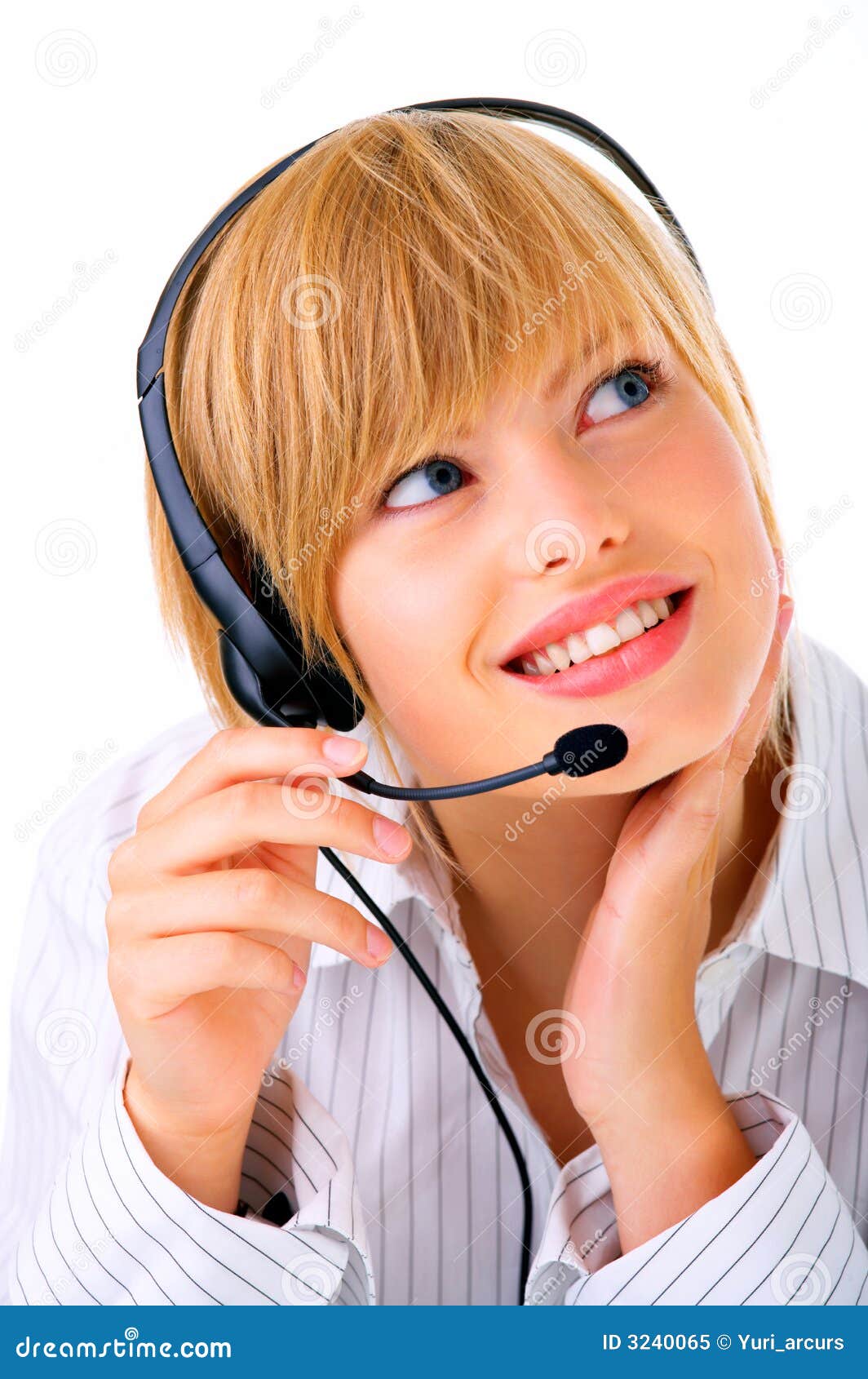 Beautiful Girl with Headset Stock Image - Image of customer, operator ...
