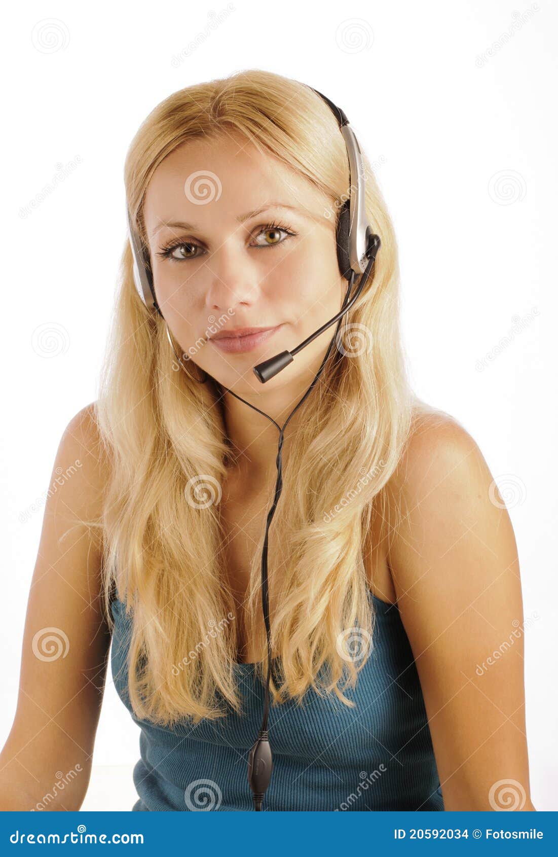 Beautiful Girl with a Headset, Customer Service Op Stock Photo - Image ...