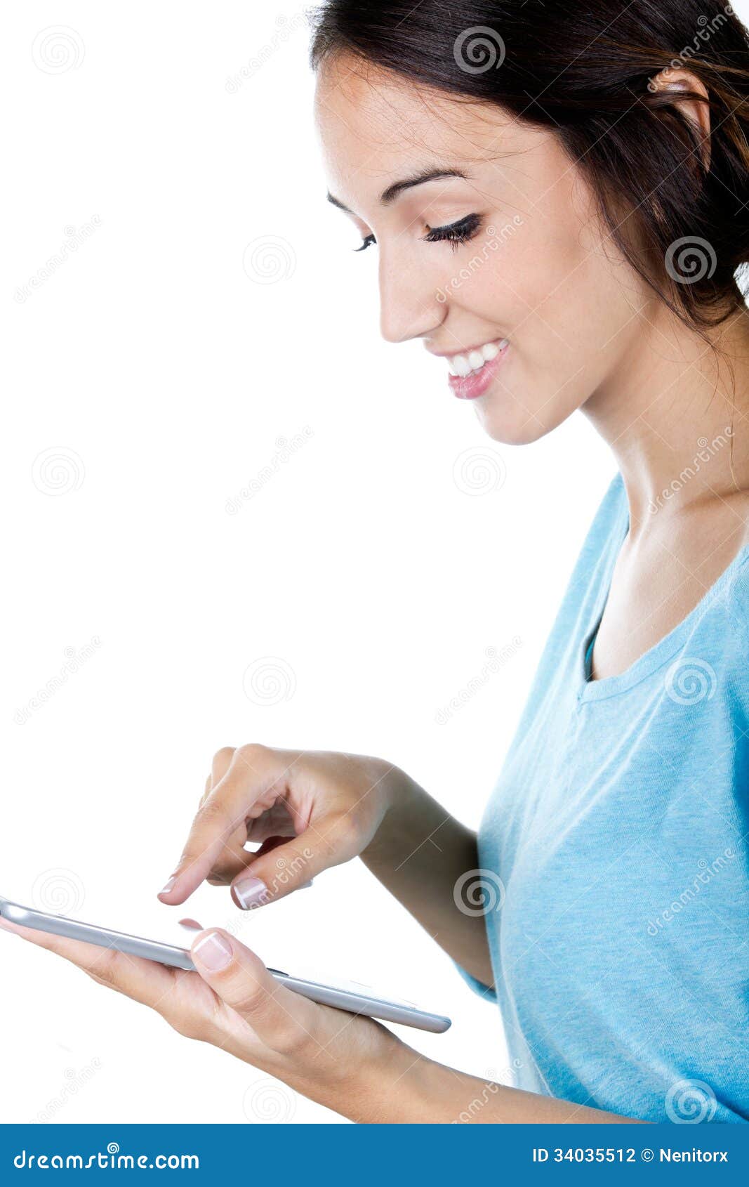 Beautiful Girl with Her Digital Tablet Stock Photo - Image of shot ...