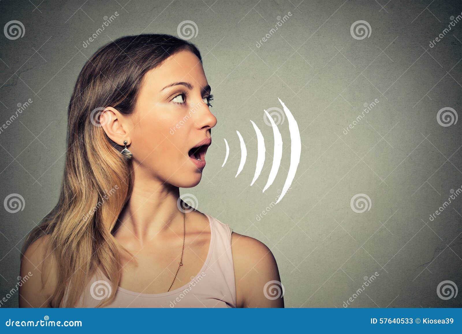 Beautiful Girl with Her Mouth Open Speaking Stock Image - Image of ...