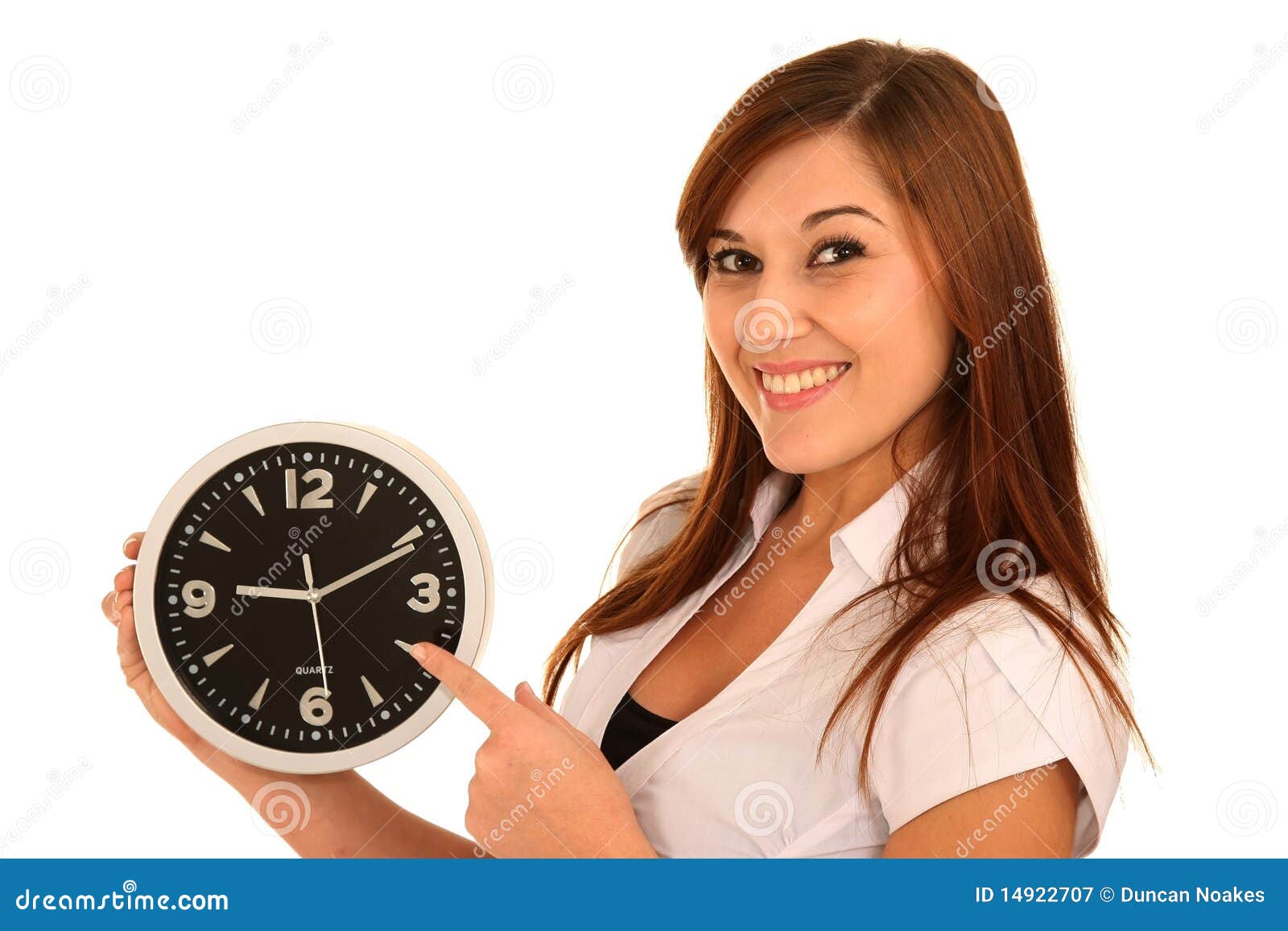 Beautiful Girl Holding a Clock Stock Image - Image of hour, pretty ...