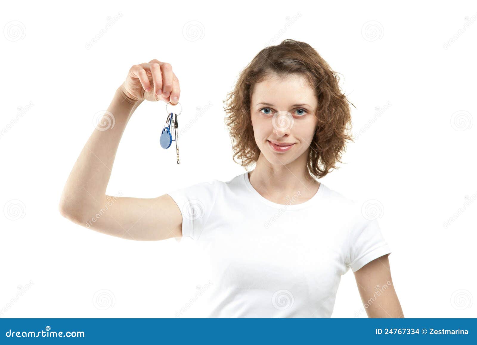 Beautiful Girl Holding Keys Stock Photo - Image of cutout, demonstrate ...