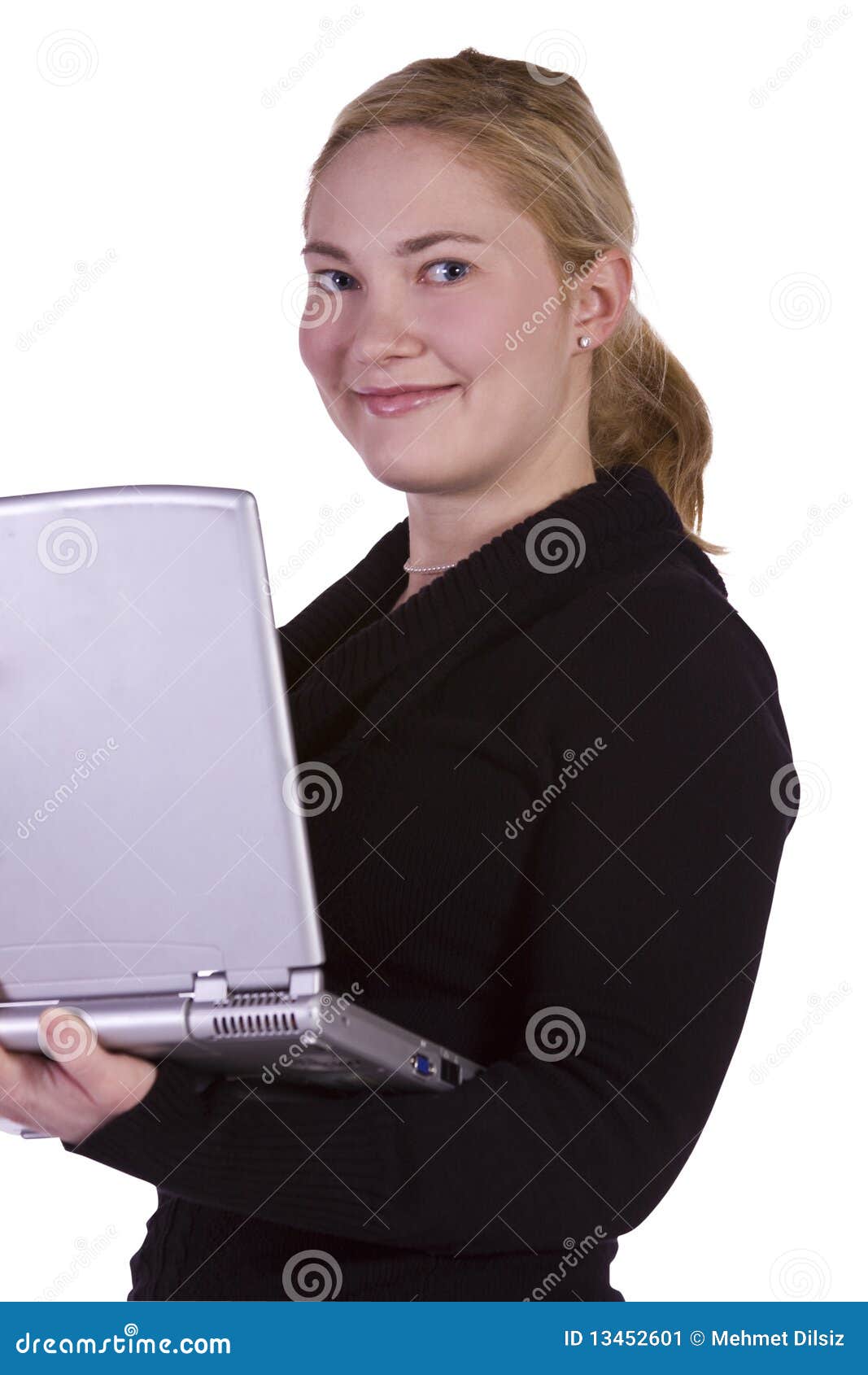 Beautiful Girl Holding a Laptop Stock Image - Image of girl, attractive ...