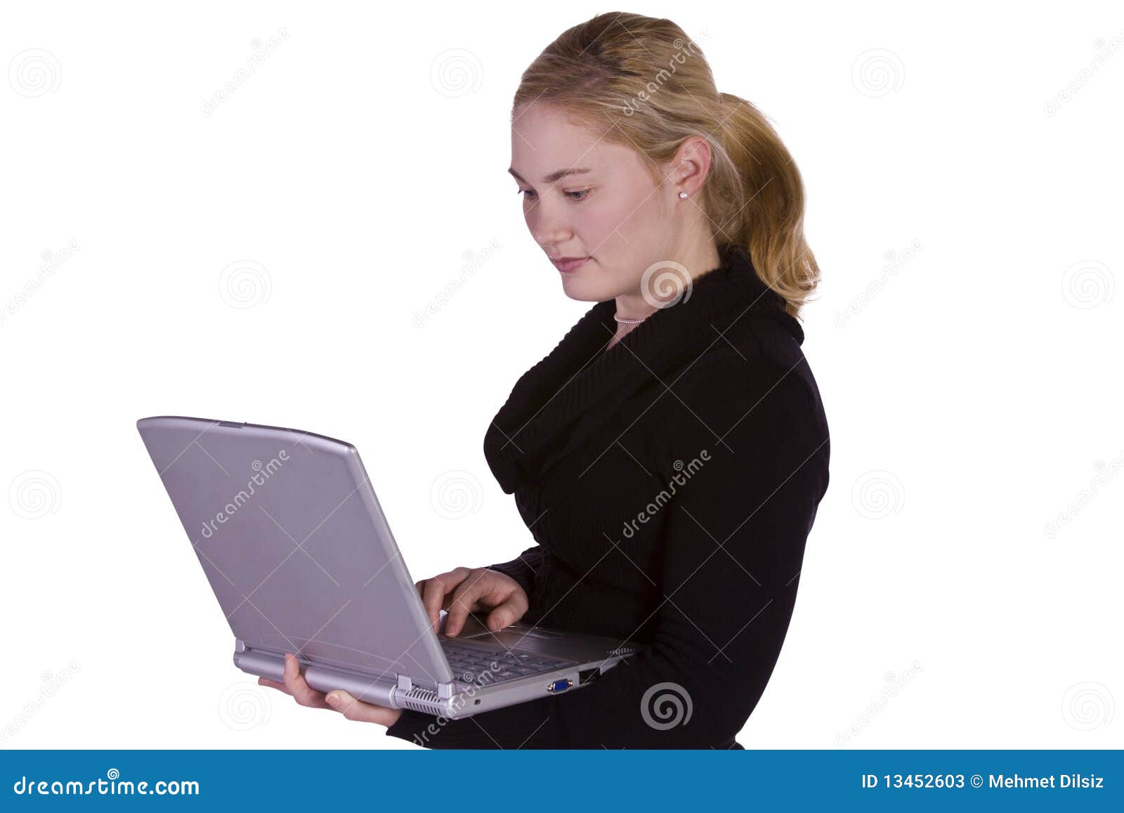 Beautiful Girl Holding a Laptop Stock Image - Image of girl, modern ...