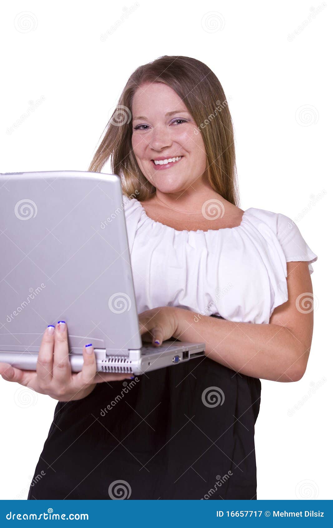 Beautiful Girl Holding a Laptop Stock Image - Image of modern ...