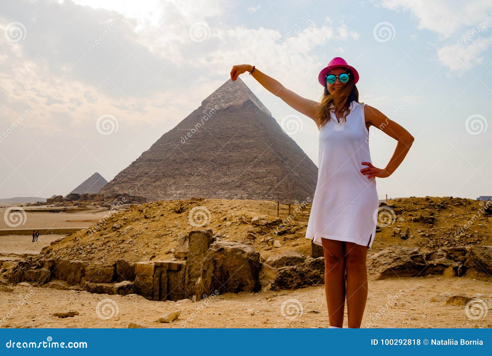 Holding the Pyramid in Cairo, Egypt Stock Photo - Image of cairo ...