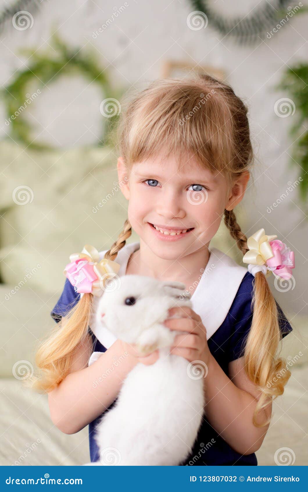 Beautiful Girl Holding a White Rabbit Stock Photo - Image of females ...