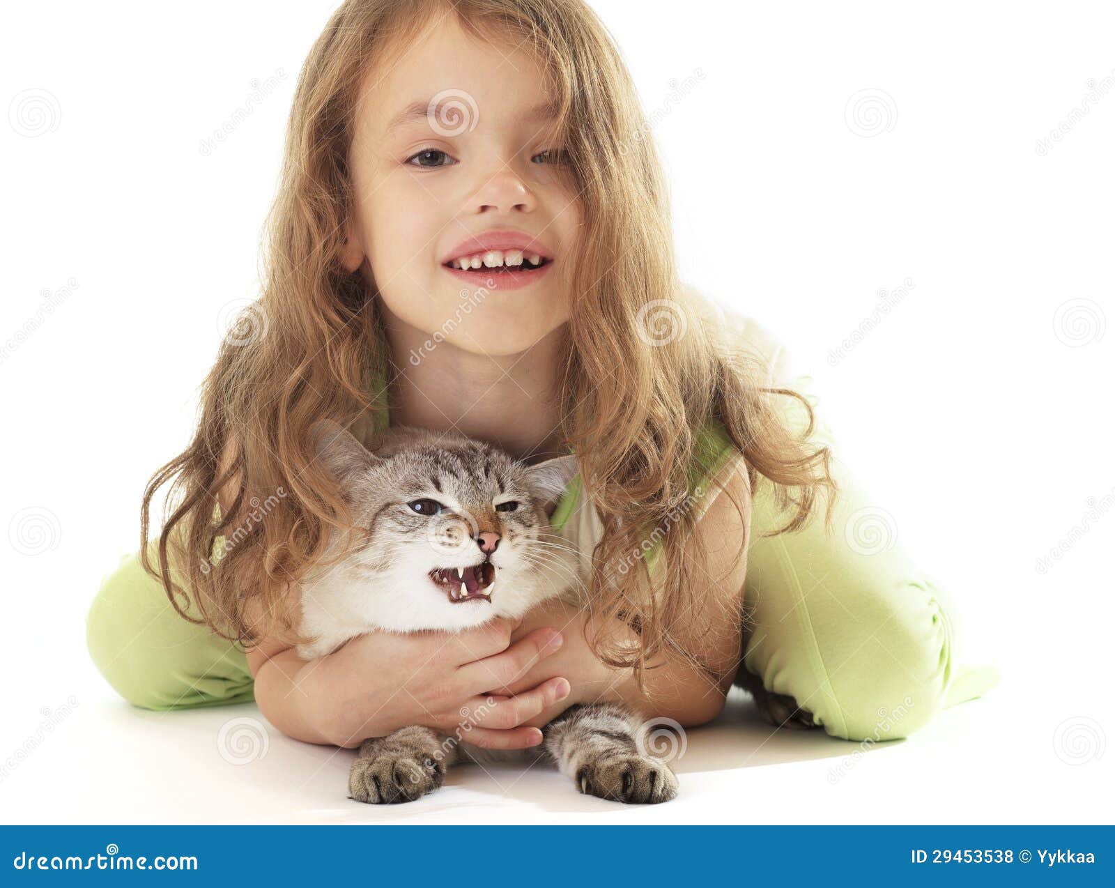 Beautiful Girl Hugging Her Cat. Stock Photo - Image of background ...
