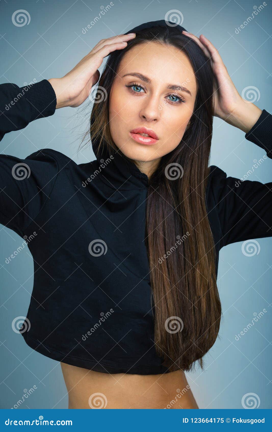 Beautiful Girl in a Jacket with a Hood Stock Image - Image of clothes ...